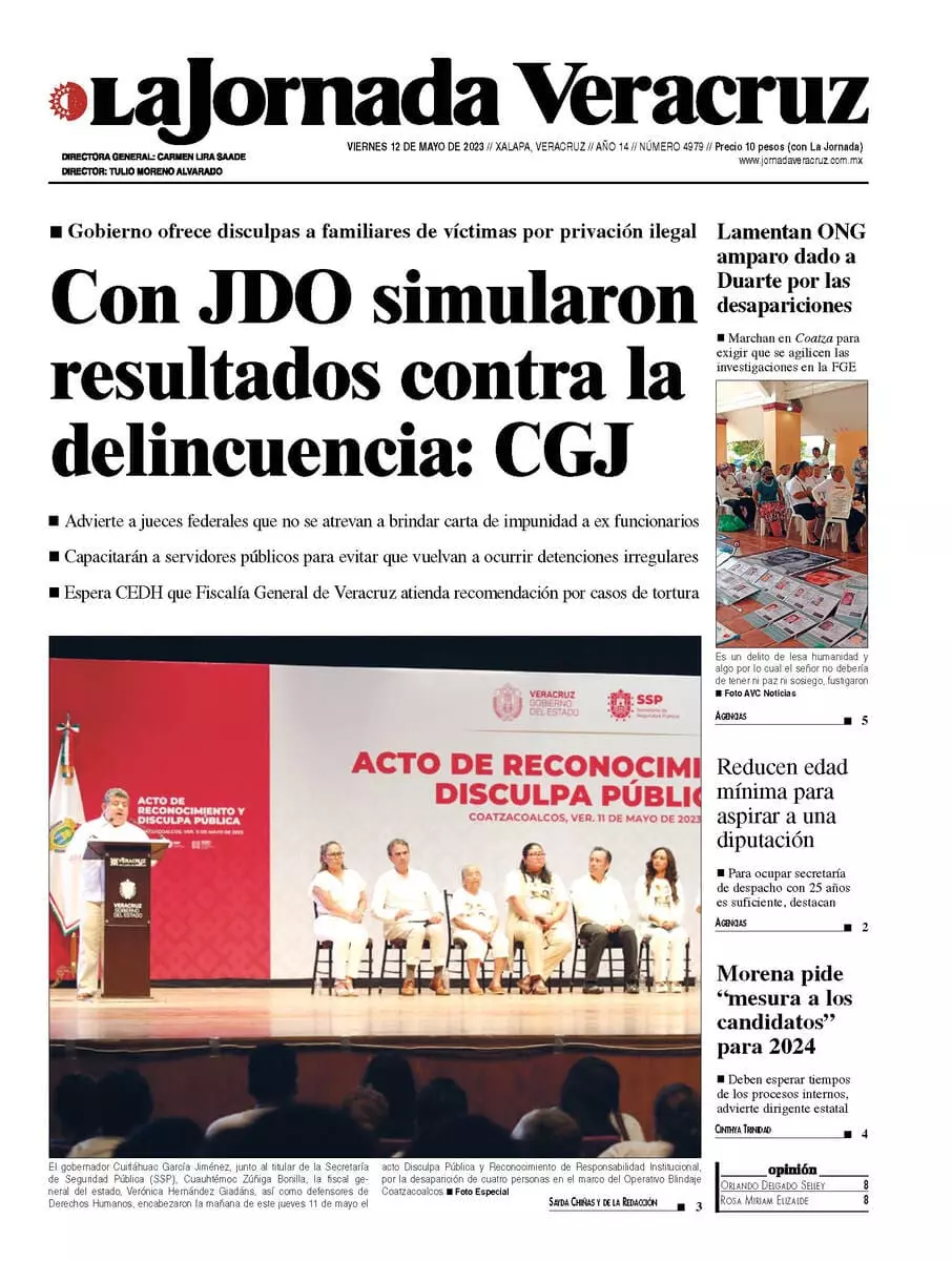 Portada 12 de mayo de 2023 - La Jornada Veracruz