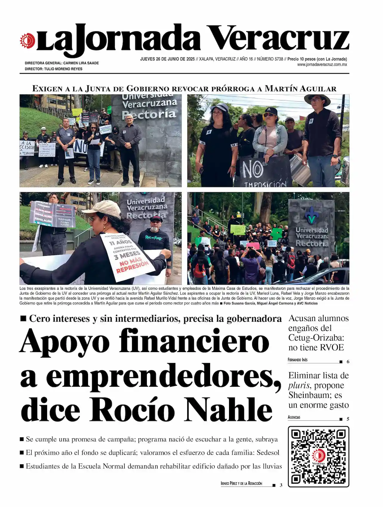 Portada del 26 de junio de 2025 - La Jornada Veracruz